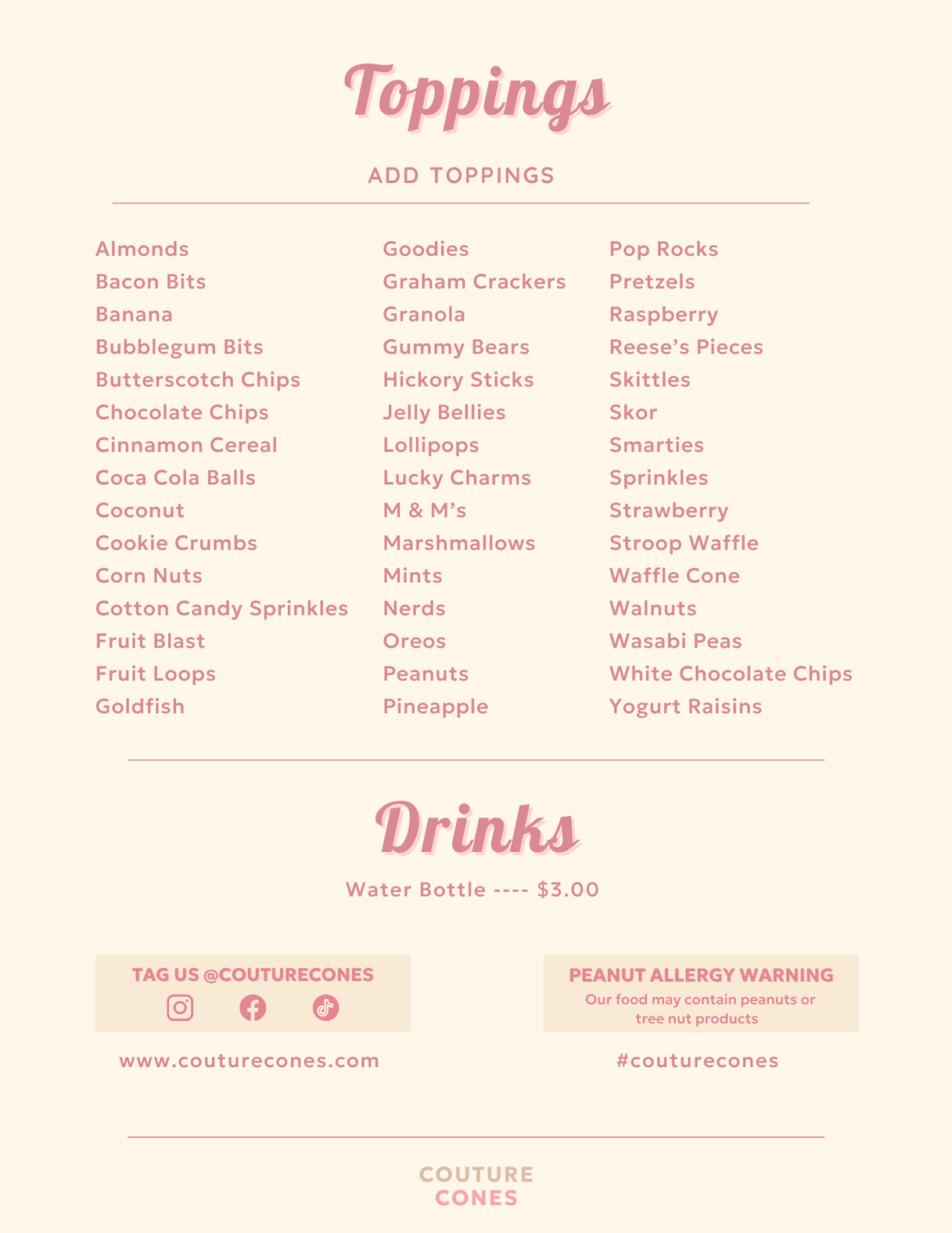 Create Your Own Menu | Couture Cones